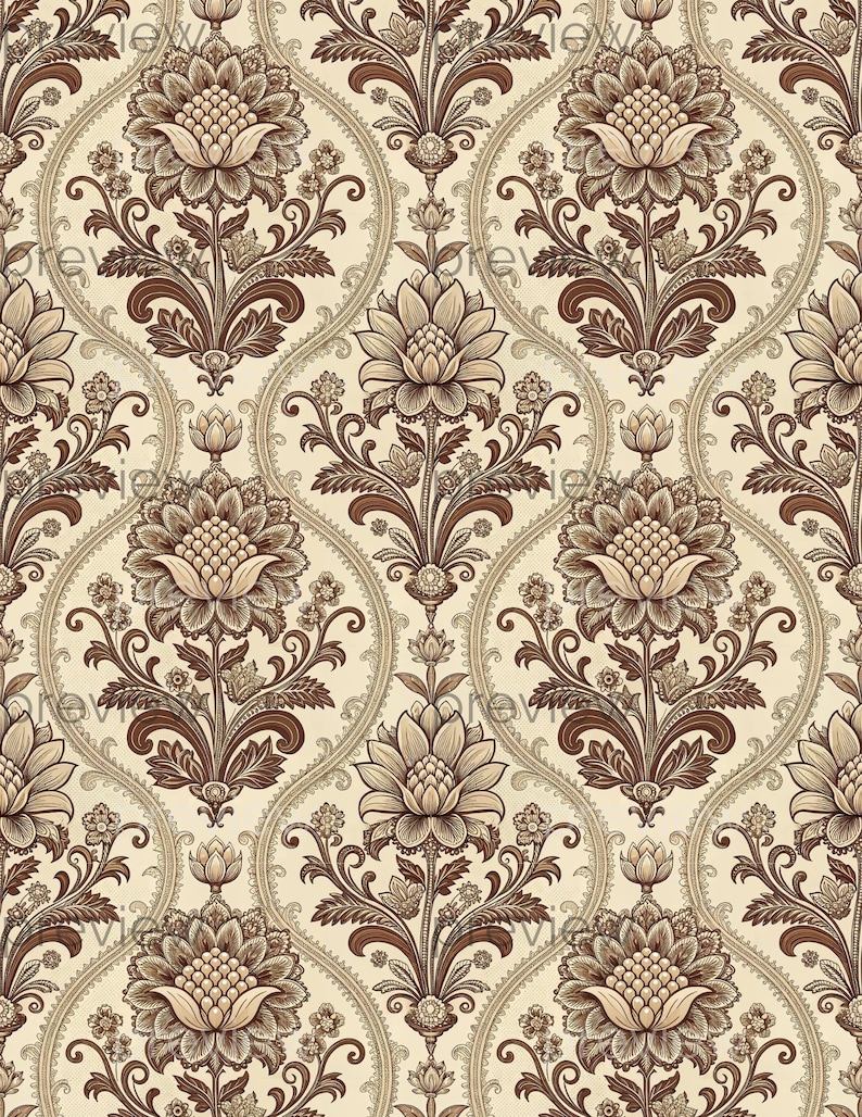 8 Miniature Rococo Dollhouse Wallpapers, 1:12 Scale Printable, Vintage ...