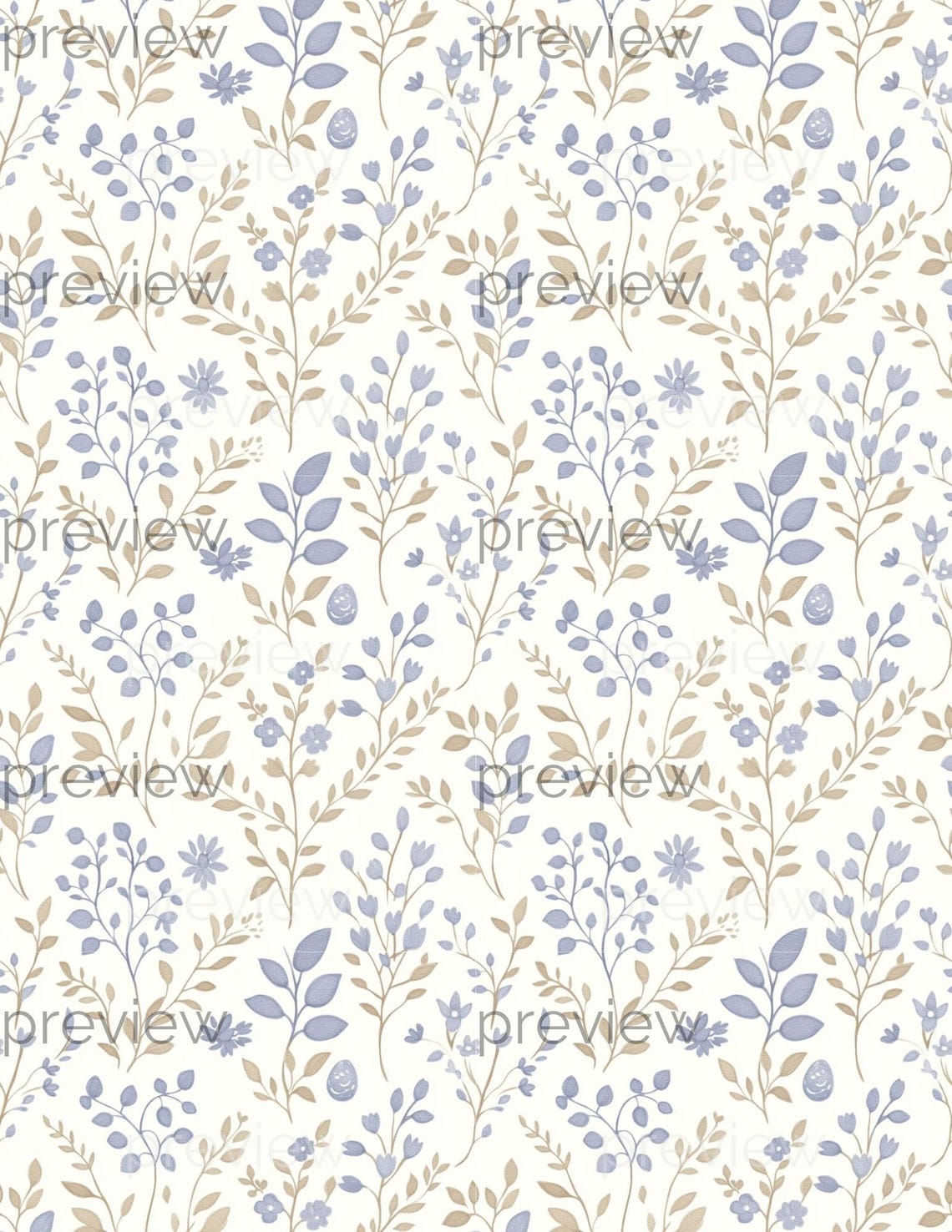 Miniature Dollhouse Wallpaper Blue Easter Floral Digital Download - 1: ...