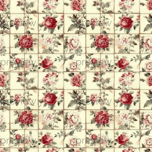 Dollhouse 1:12 Scale Victorian Floral Mosaic Tiles, Printable Floor and ...