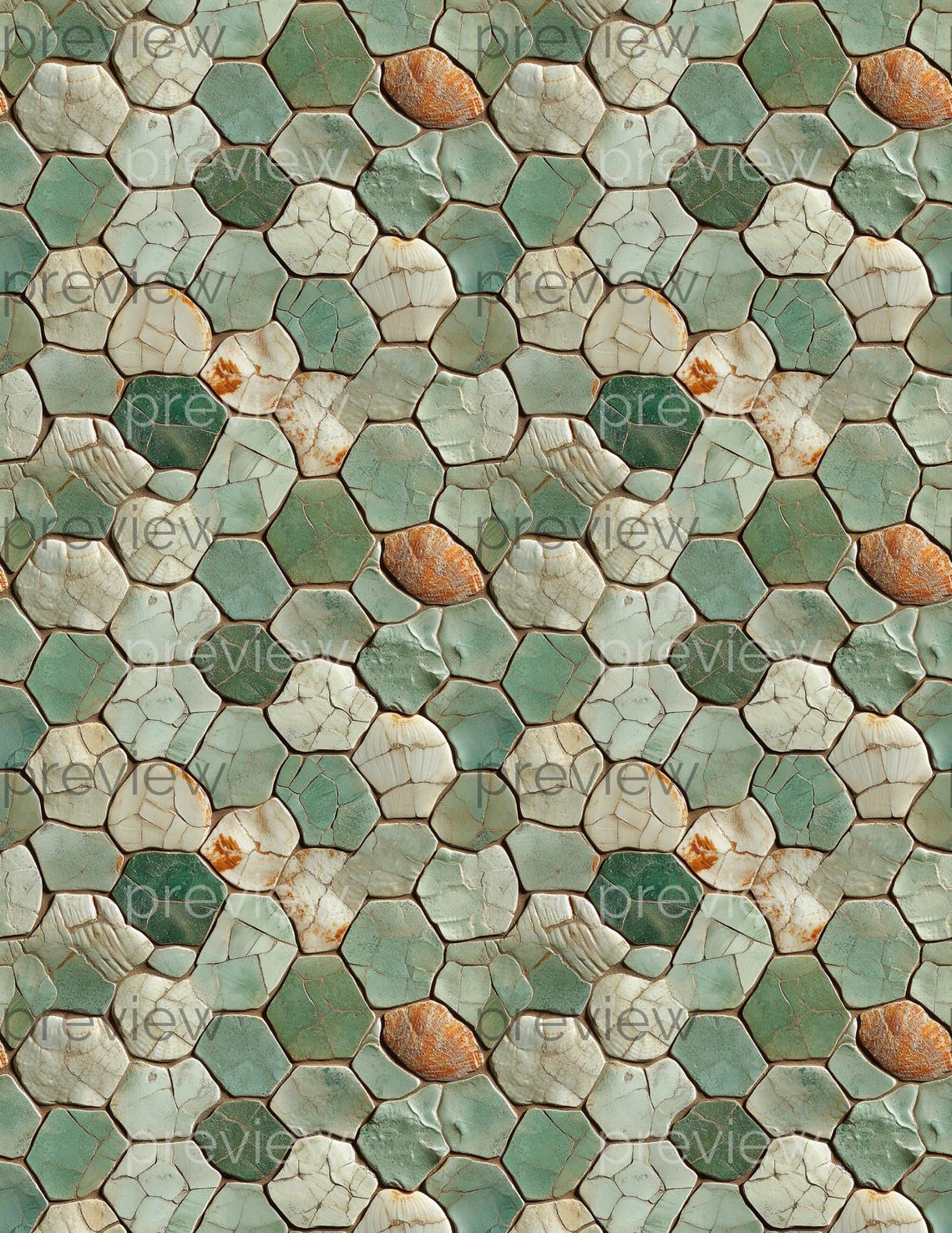 Coastal Seashell Tiles, Dollhouse Flooring, 1:12 Scale (digital ...