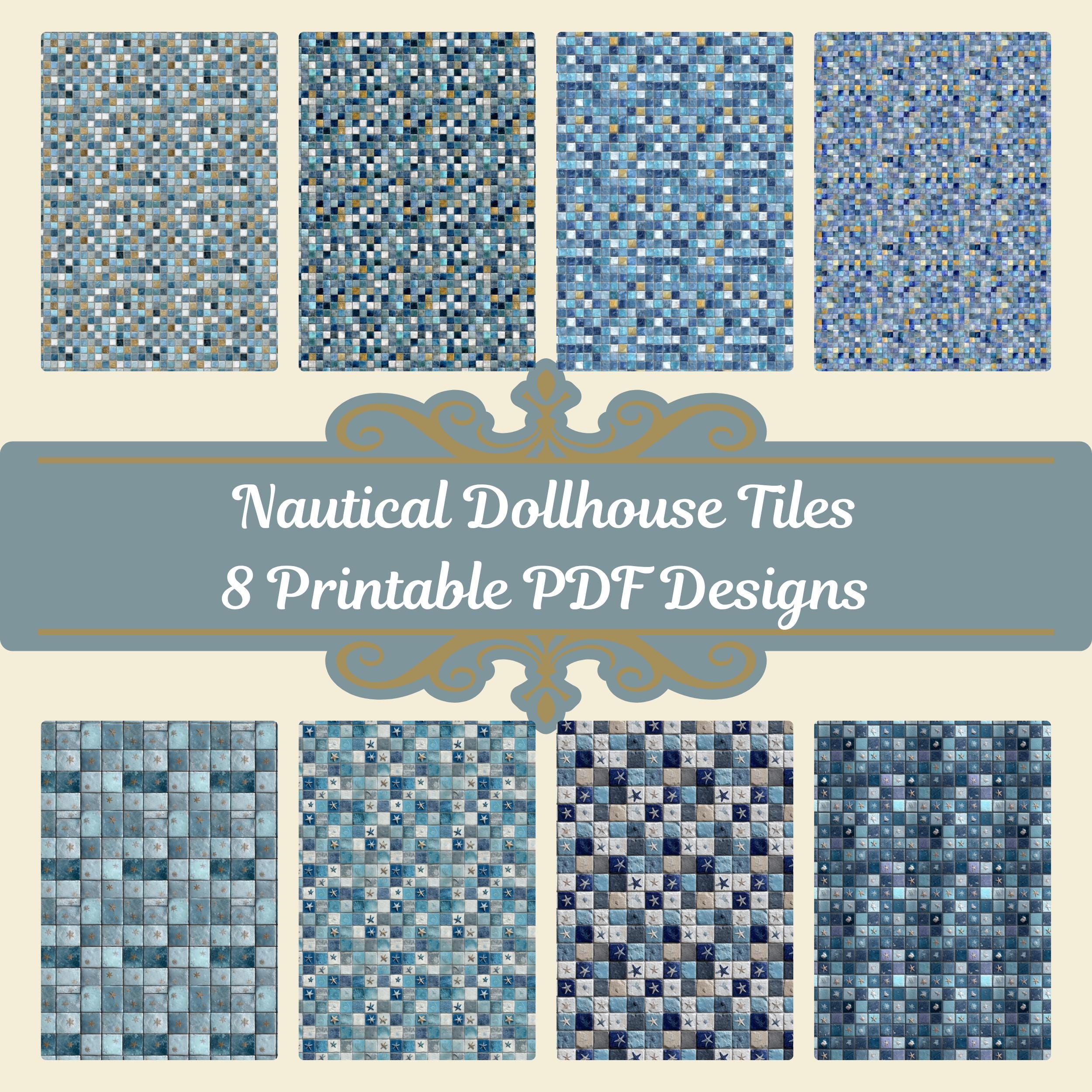 Nautical Dollhouse Tiles, Miniature Printable Blue Tile Designs (PDF ...