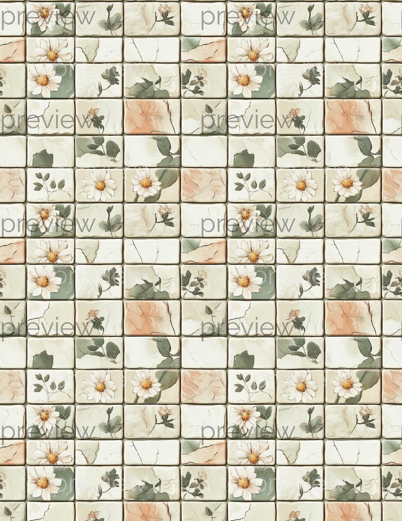 Dollhouse 1:12 Scale Cottagecore Floor and Wall Tiles 8 A4 Printable ...