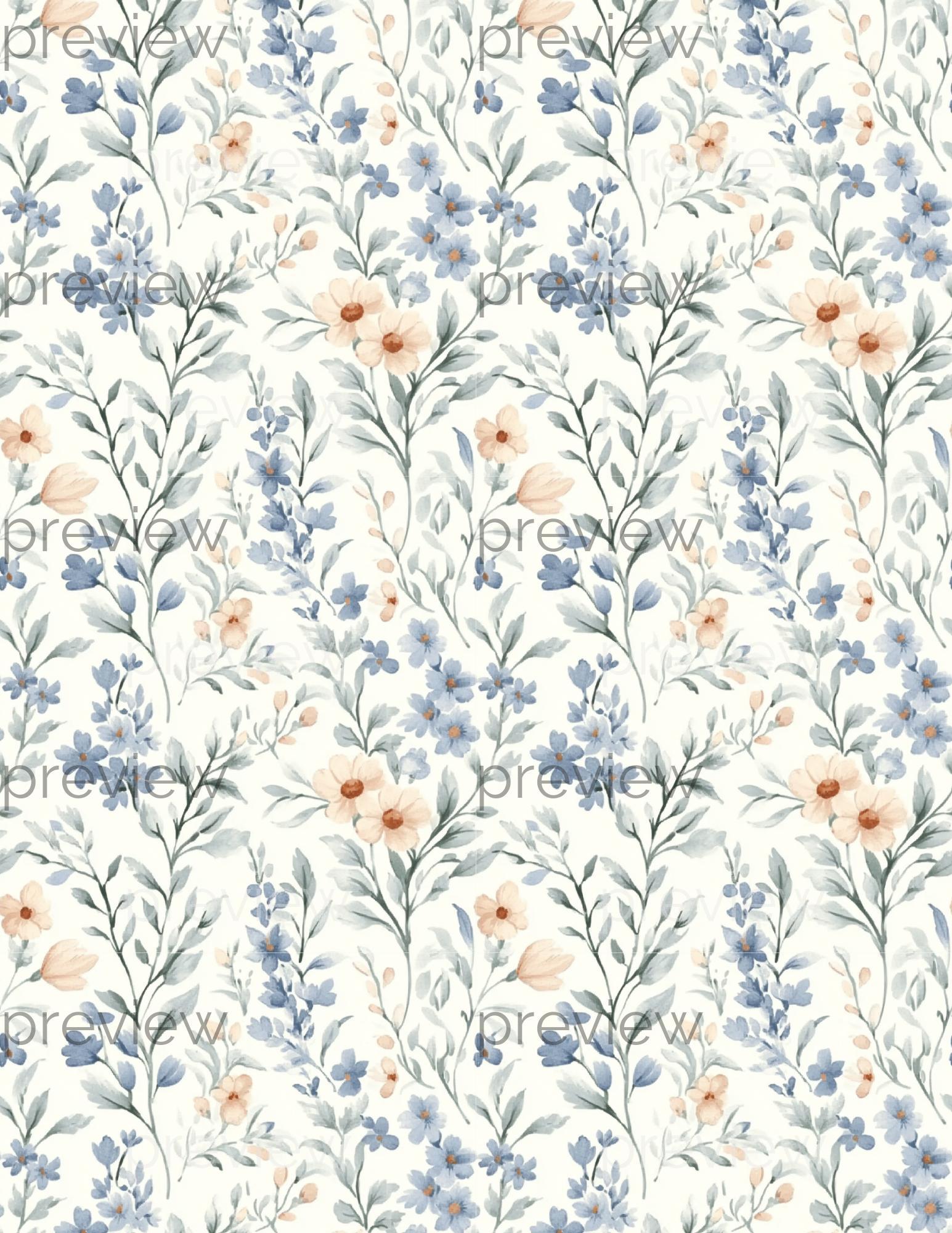 Miniature Dollhouse Wallpaper Blue Easter Floral Digital Download - 1: ...