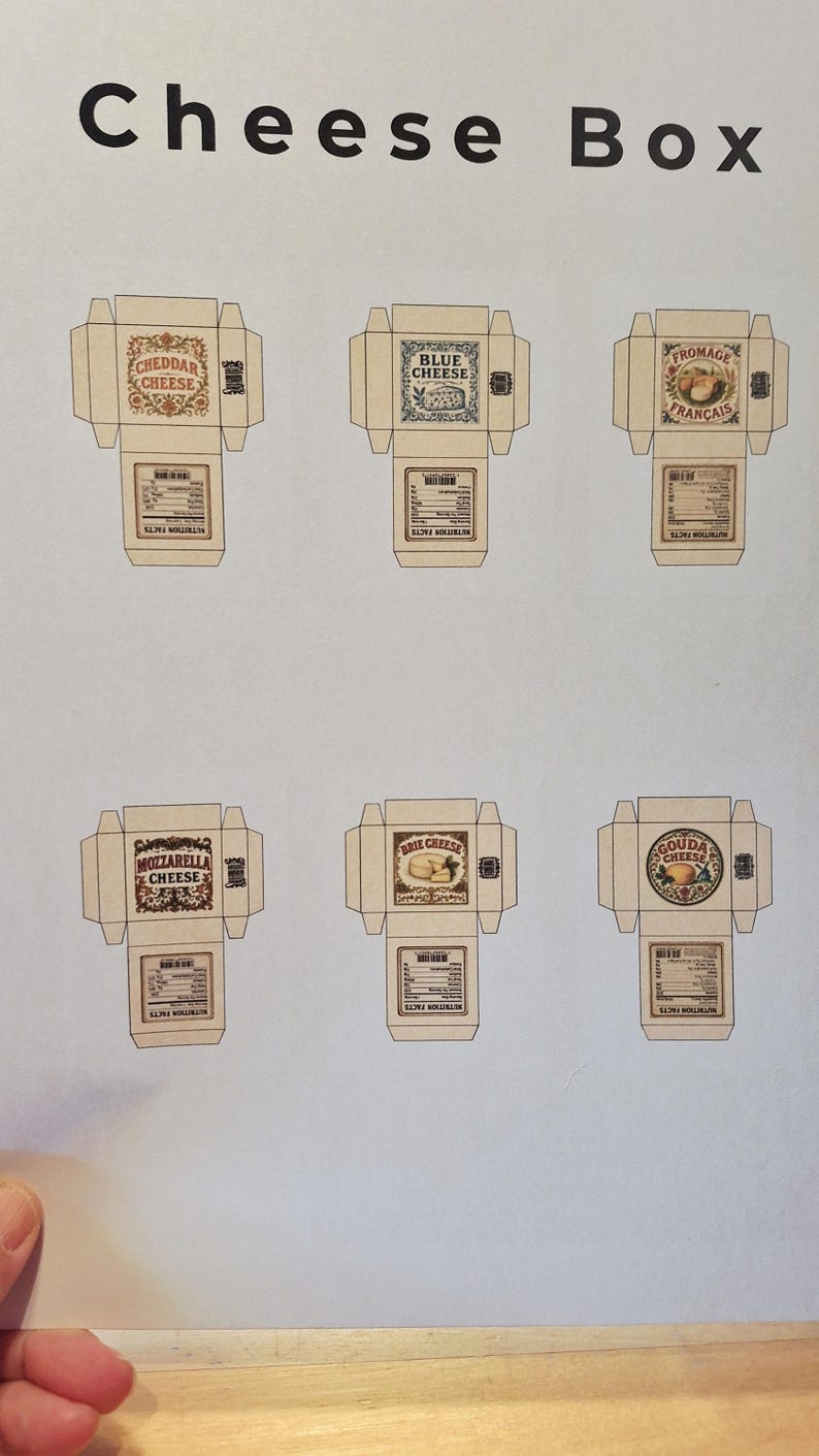 Dollhouse Miniature Cheese Boxes Printable: Cut, Fold & Glue (PDF ...