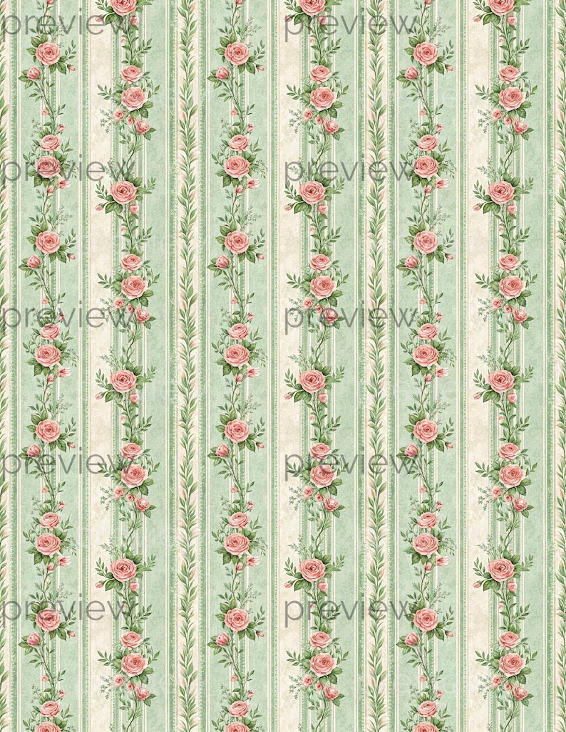 Edwardian Dollhouse Wallpaper Printable Set, Vintage Floral Digital ...