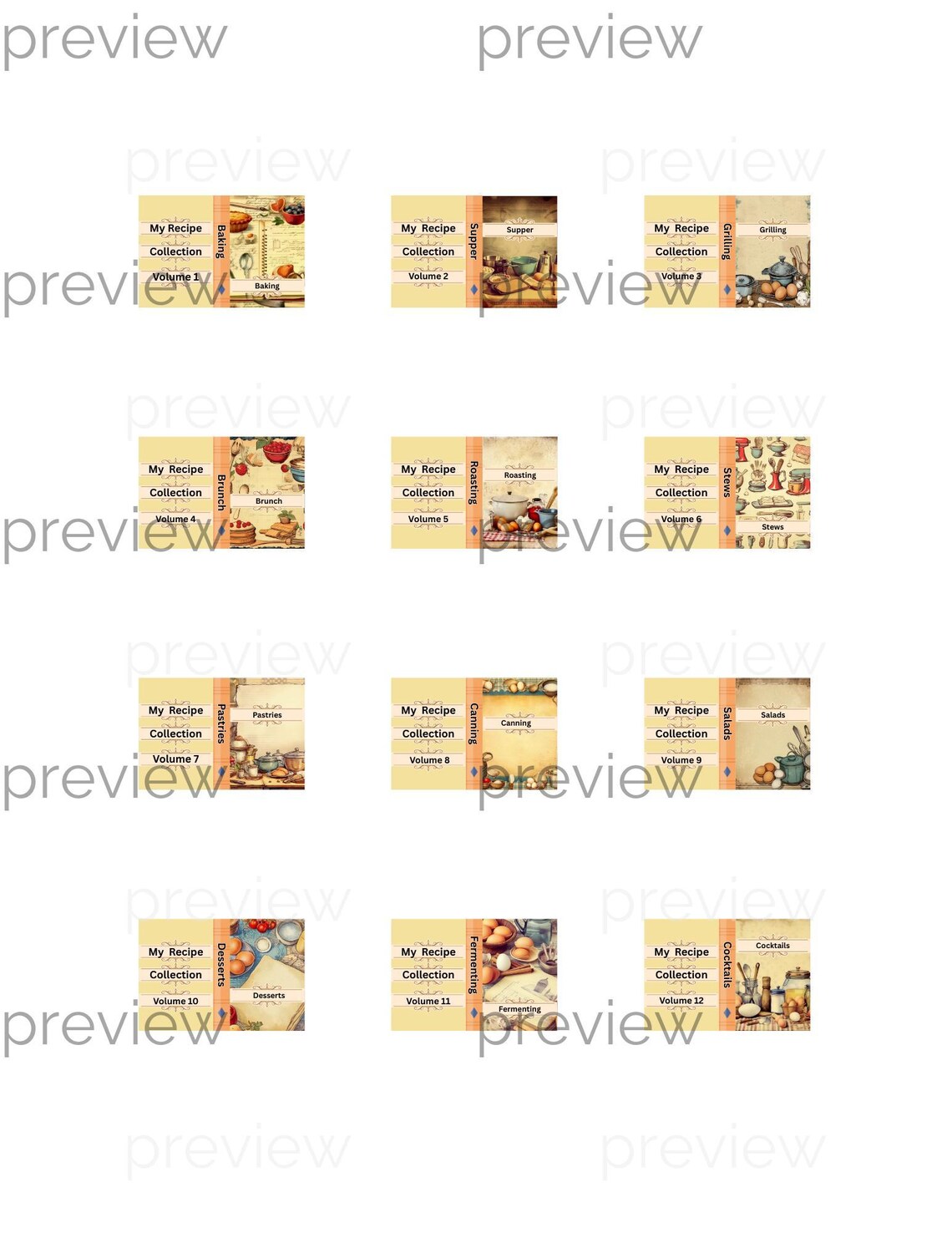 12 Miniature Printable Cookery Book Covers, Premium Collection, 1 12 ...