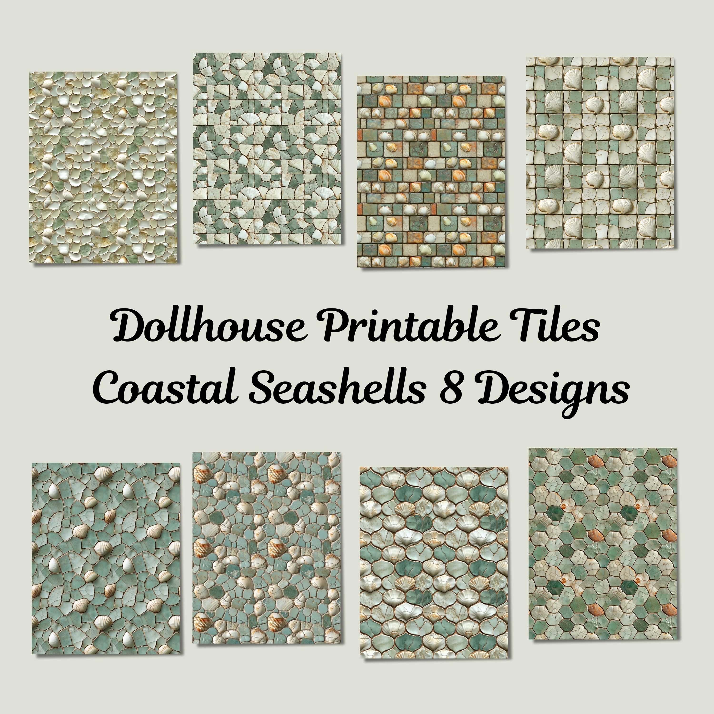 Coastal Seashell Tiles, Set of 8 Designs, Printable Digital Download ...