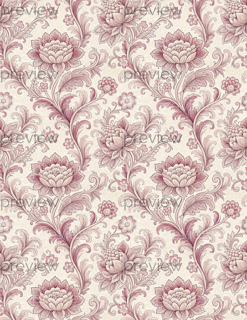 8 Miniature Rococo Dollhouse Wallpapers, 1:12 Scale Printable, Vintage ...