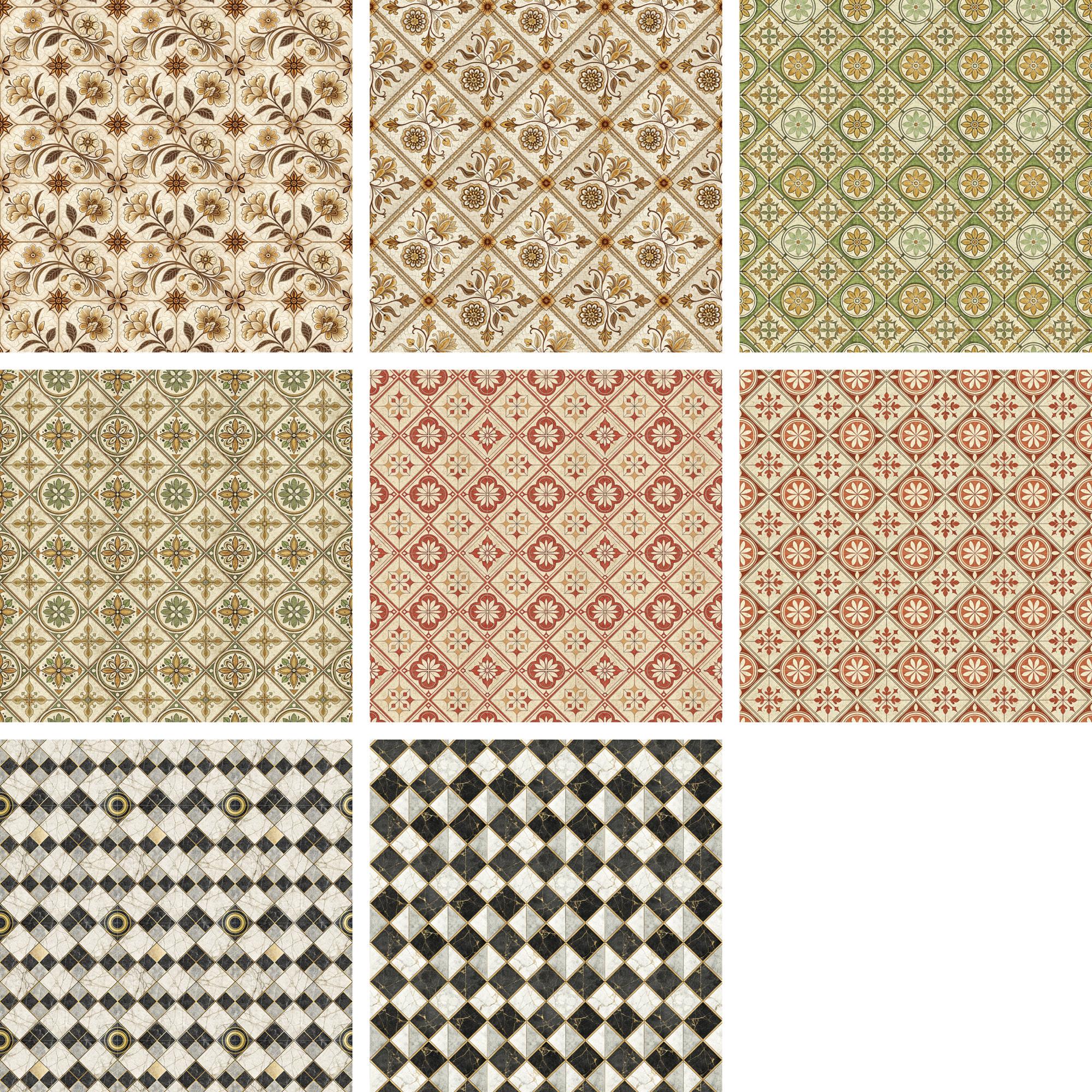 Printable Dollhouse Tile Designs: Vintage Floral & Geometric Patterns ...