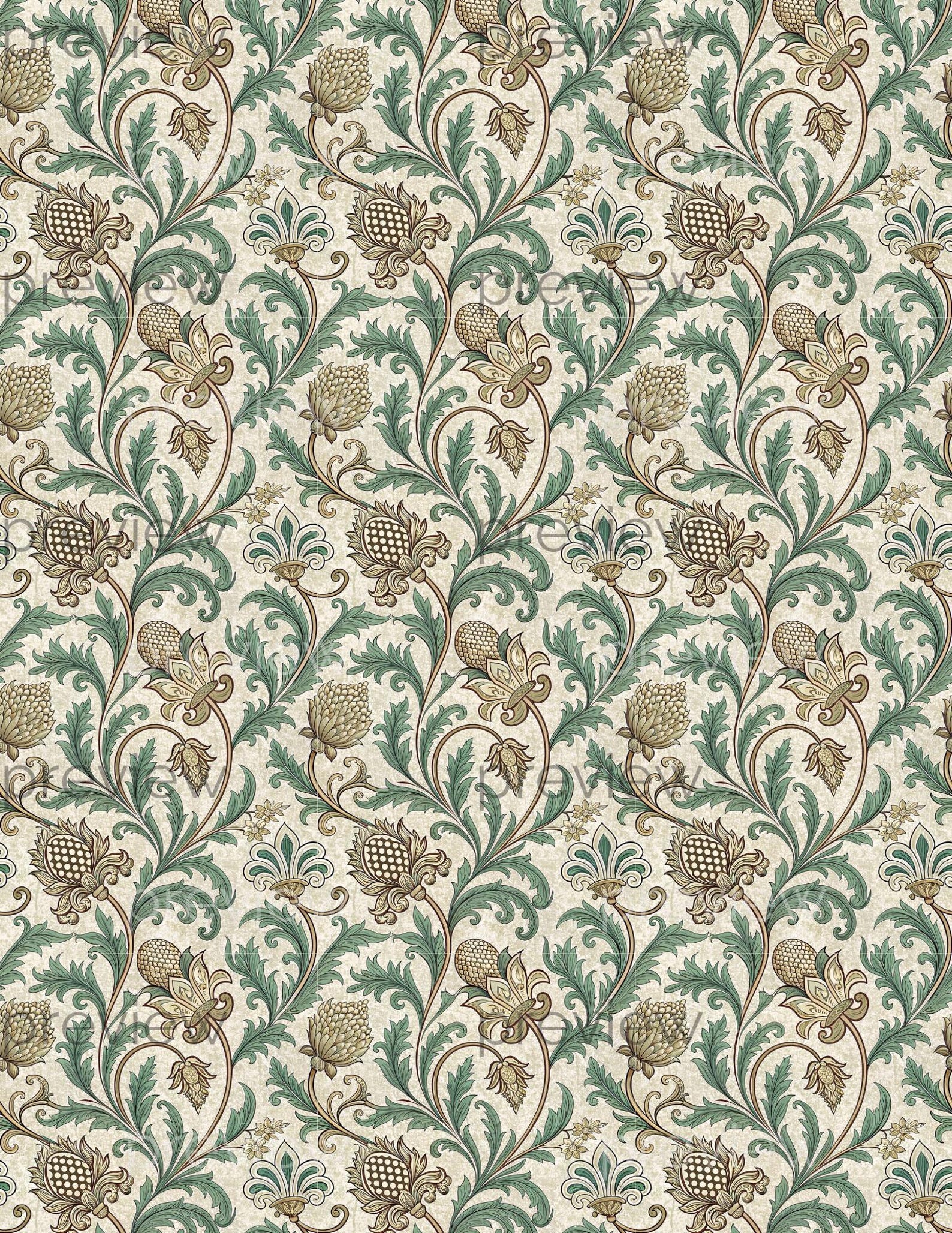 Tudor Dollhouse Wallpaper Set: 8 Vintage Floral Designs, Printable PDF ...
