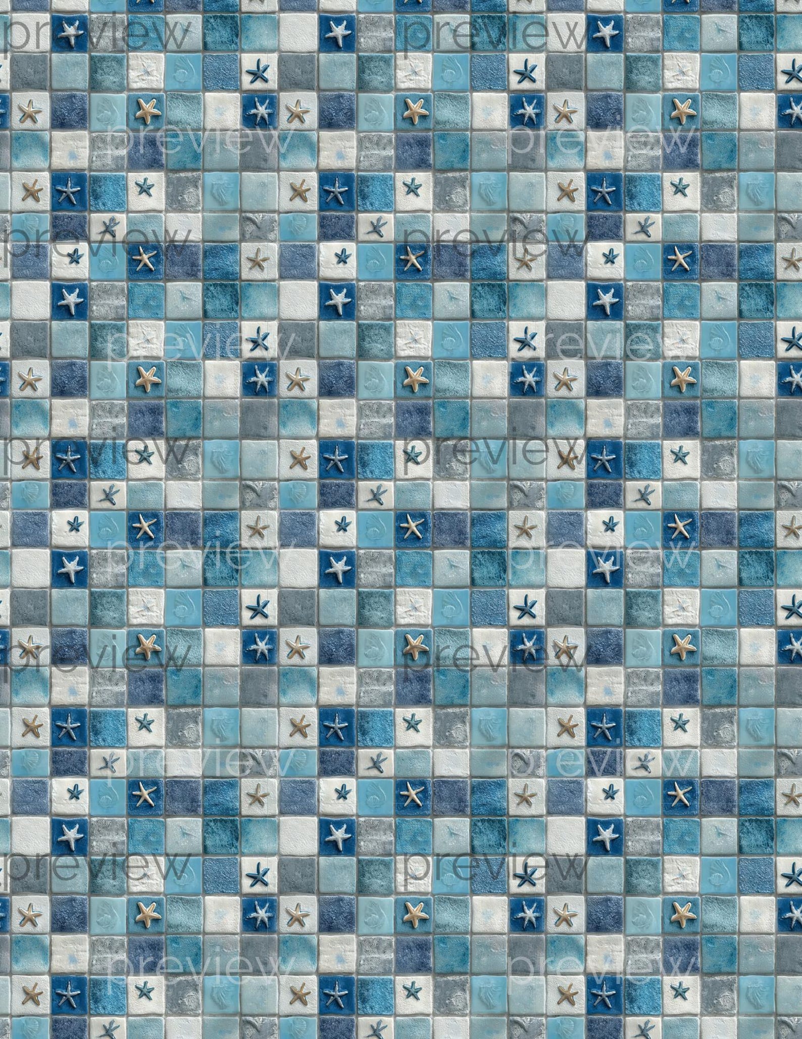 Nautical Dollhouse Tiles, Miniature Printable Blue Tile Designs (PDF ...