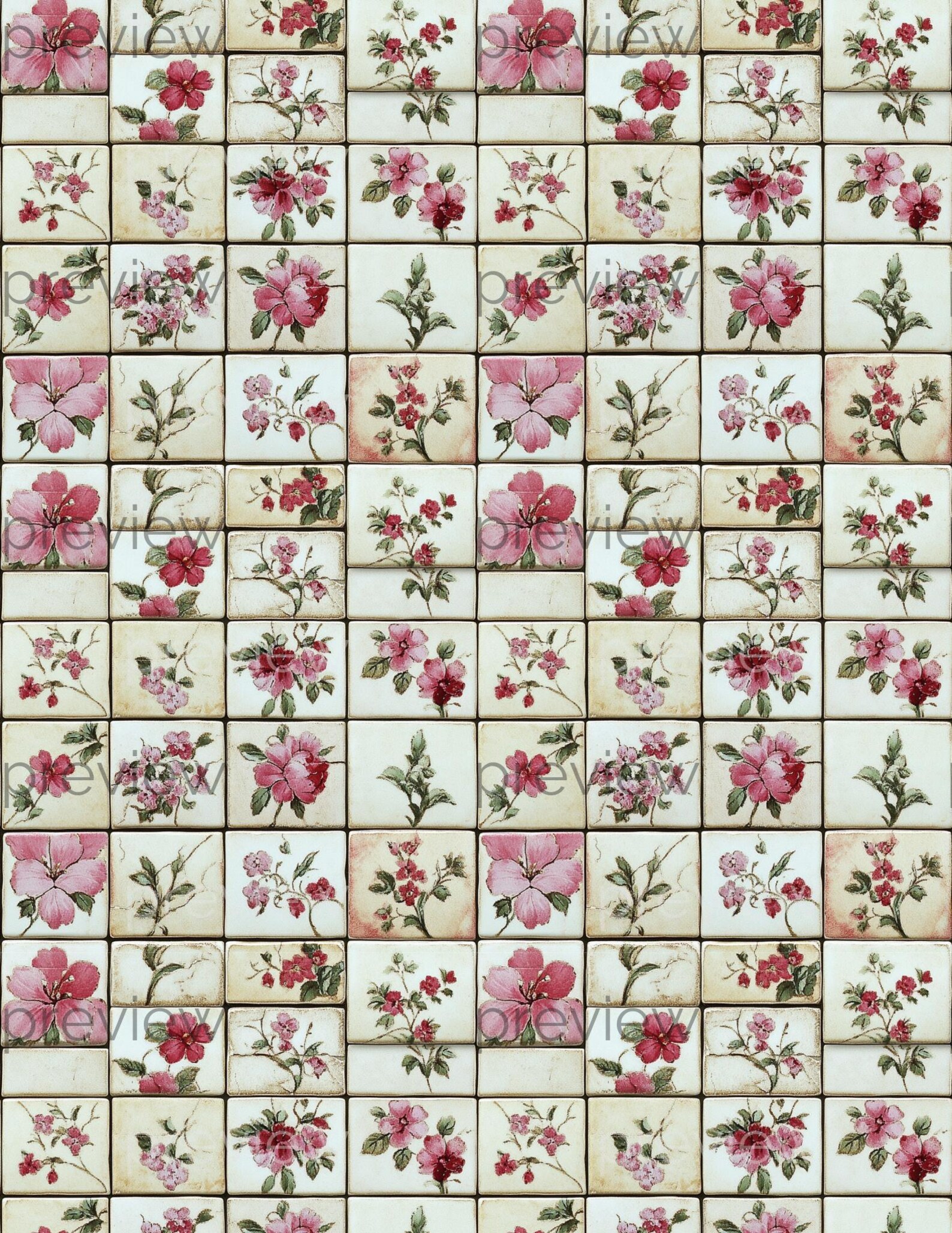 Dollhouse 1:12 Scale Victorian Floral Mosaic Tiles, Printable Floor and ...