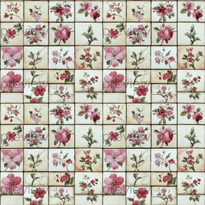 Dollhouse 1:12 Scale Victorian Floral Mosaic Tiles, Printable Floor and ...