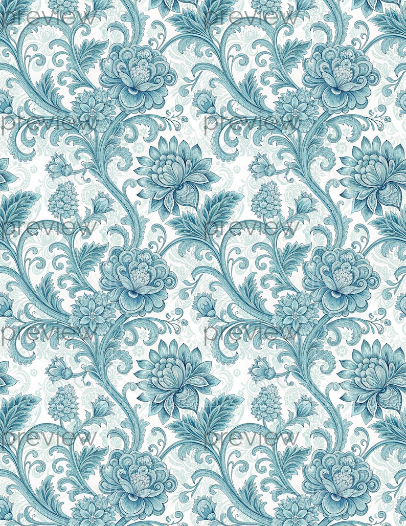 8 Miniature Rococo Dollhouse Wallpapers, 1:12 Scale Printable, Vintage ...