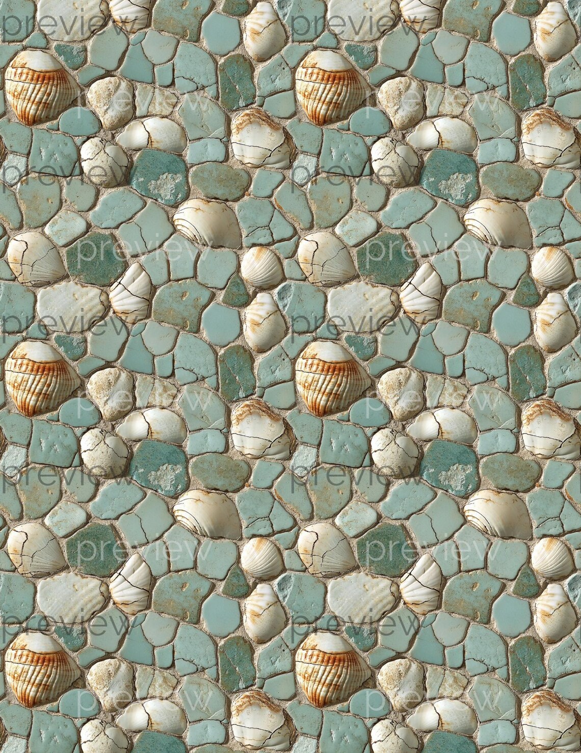 Coastal Seashell Tiles, Dollhouse Flooring, 1:12 Scale (digital ...