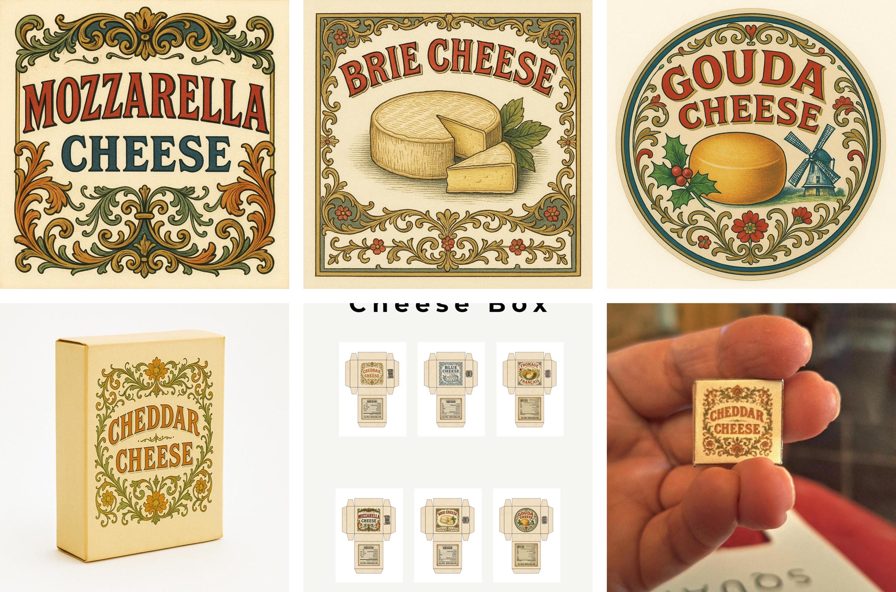 Dollhouse Miniature Cheese Boxes Printable: Cut, Fold & Glue (PDF ...