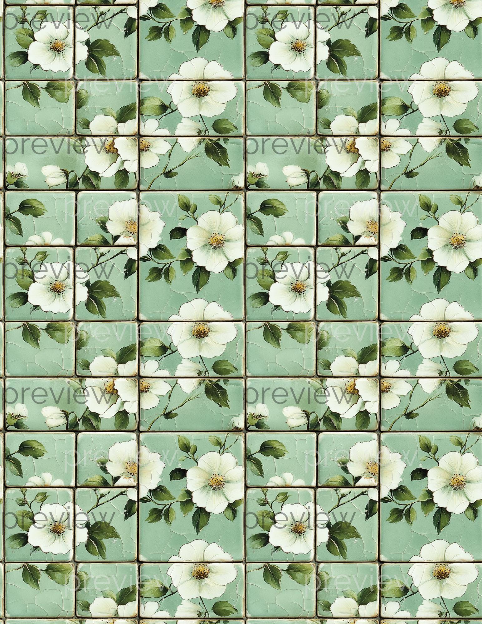 Dollhouse Wildflower Printable Tiles, Miniature Wall or Floor Patterns ...