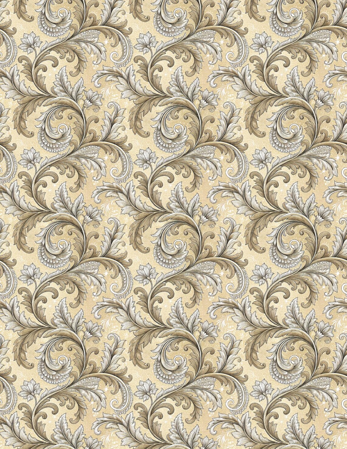 Miniature Rococo Printable Dollhouse Wallpaper, 1:12 Scale Vintage ...