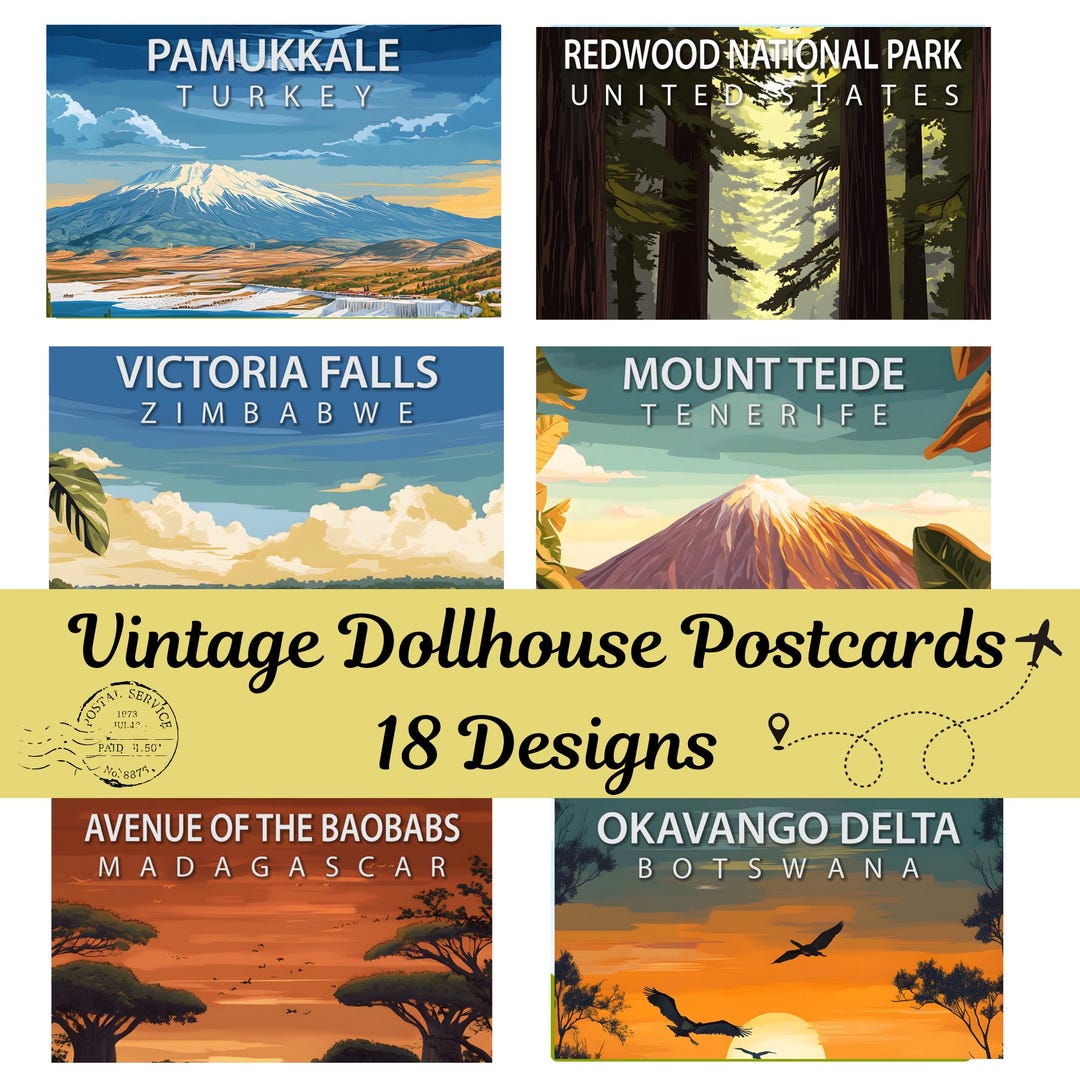 Printable 1 12 Mini Postcards: 18 Vintage Designs, Front & Back ...