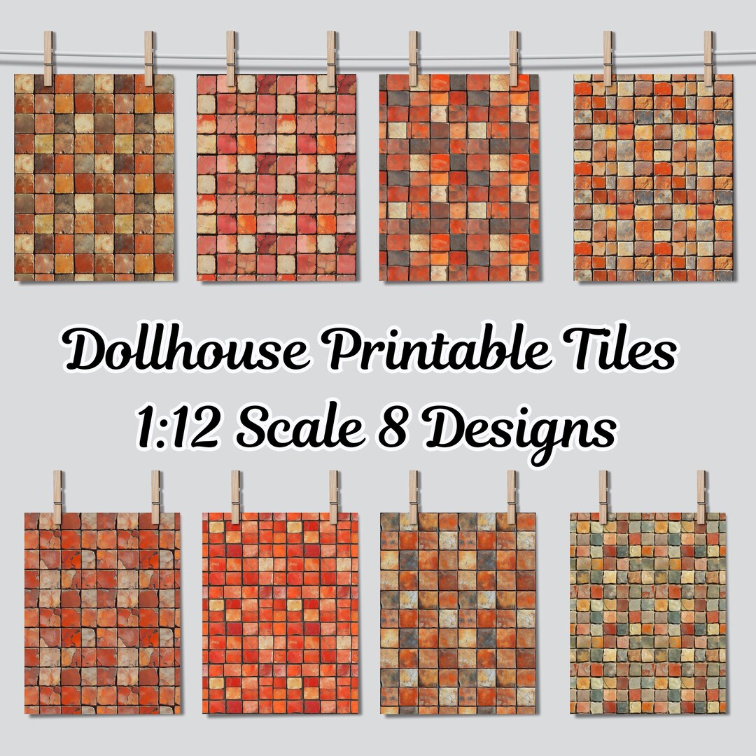 Dollhouse 1:12 Scale Terracotta Tiles X 8 A4 Printable Sheets - Rustic ...