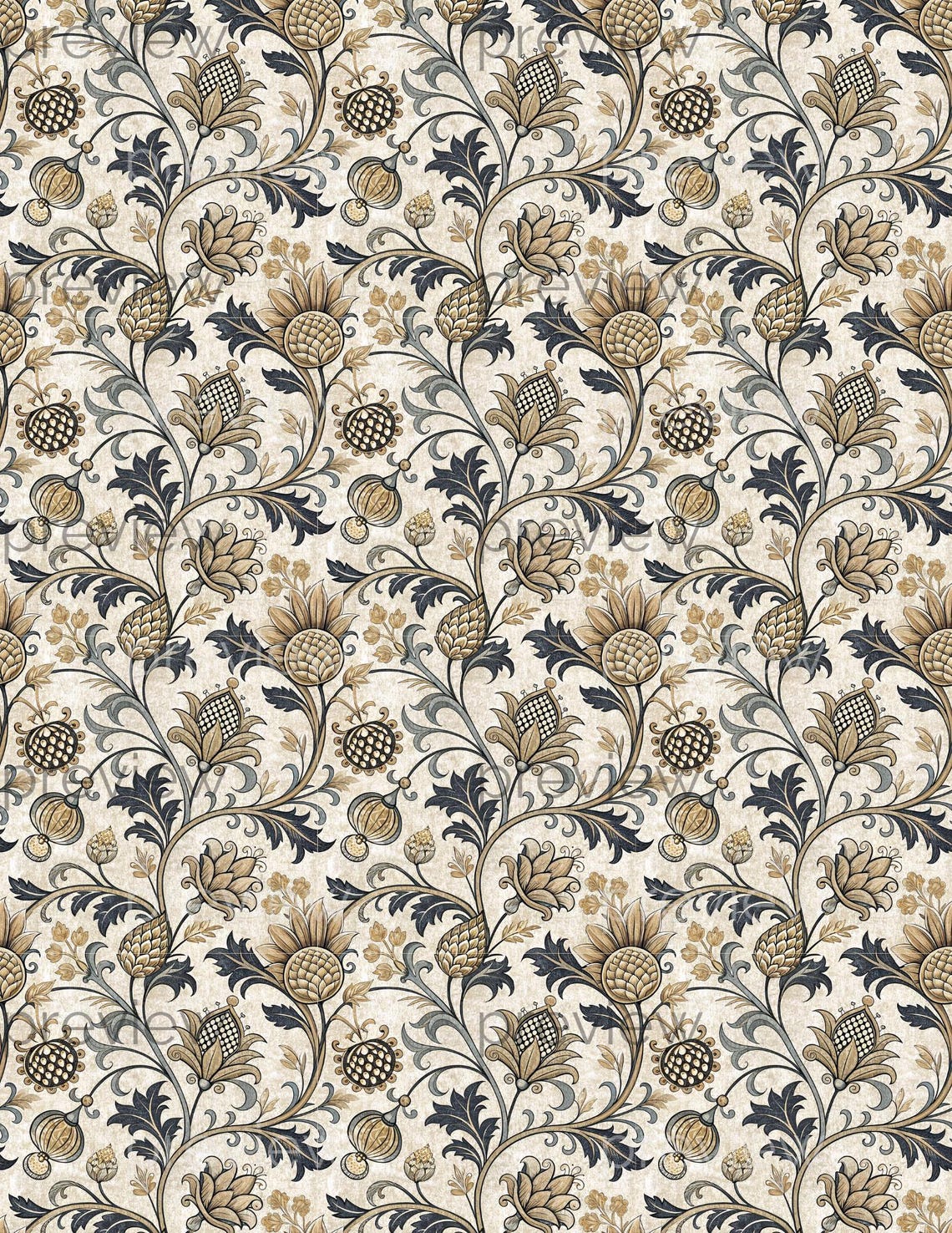 Tudor Dollhouse Wallpaper Set: 8 Vintage Floral Designs, Printable PDF ...