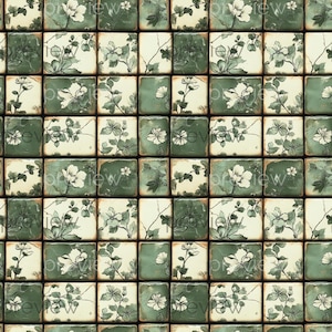Dollhouse 1:12 Scale Victorian Floral Mosaic Tiles, Printable Floor and ...