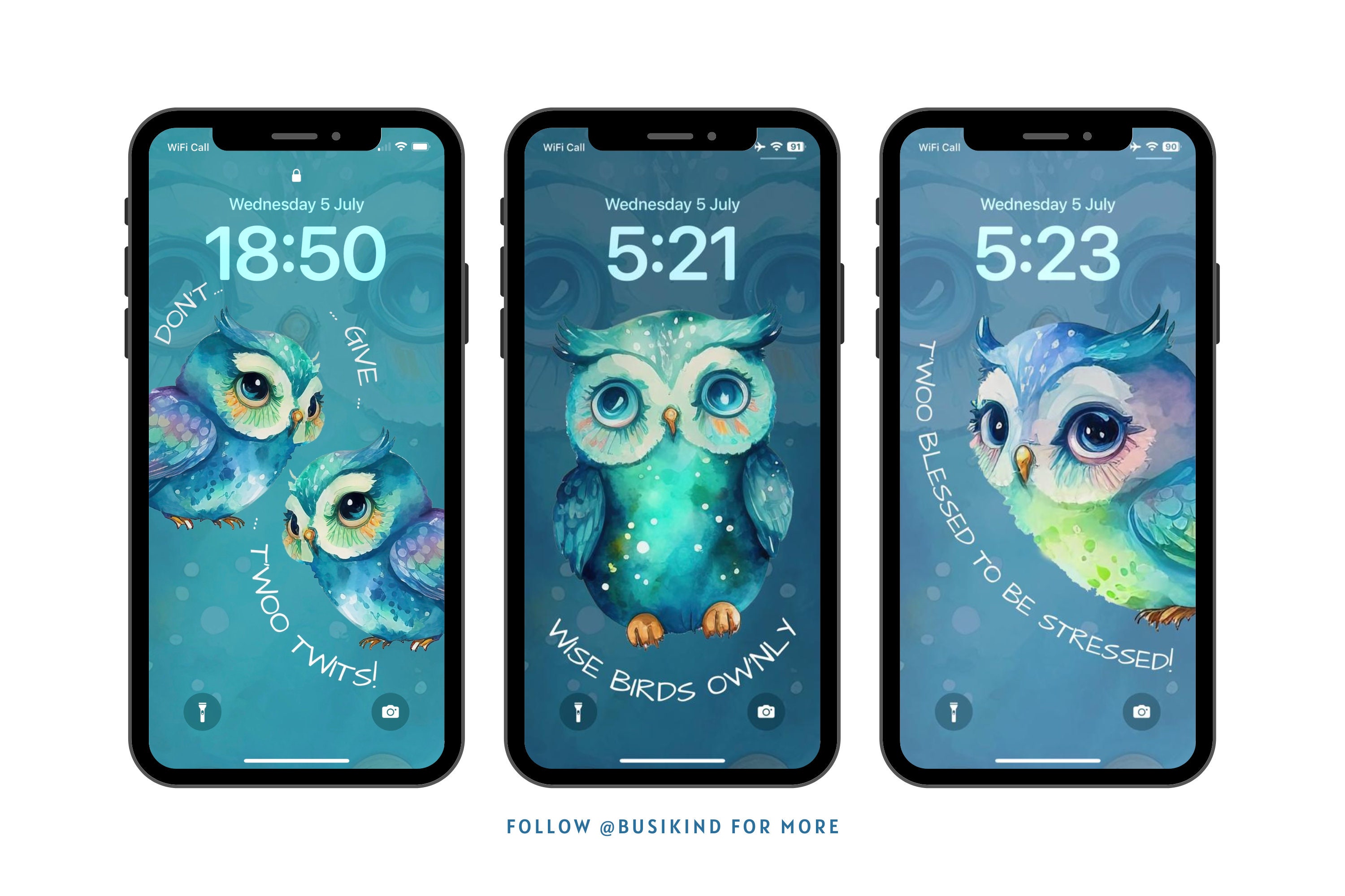 Wise Owl iPhone Wallpapers Set Cute iPhone Lock Screen Set - Etsy