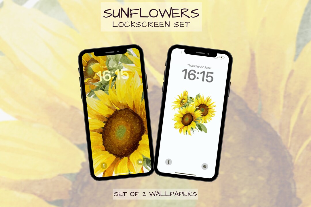 Sunflowers Lock Screen Set | Watercolour Lock Screen Wallpapers ...