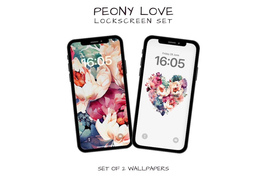 Peony Love Heart Lock Screen Set | Floral Lock Screens Wallpaper ...