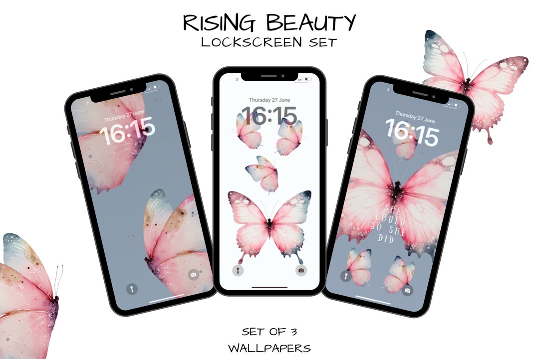 Rising Beauty Butterfly Lock Screen Set | Girls iPhone Lock Screen ...