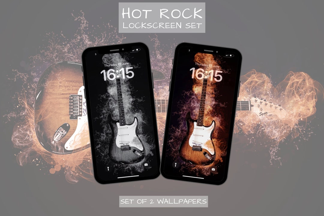Hot Rock Flaming Electric Guitar Lock Screen Set | Music Lock Screen ...