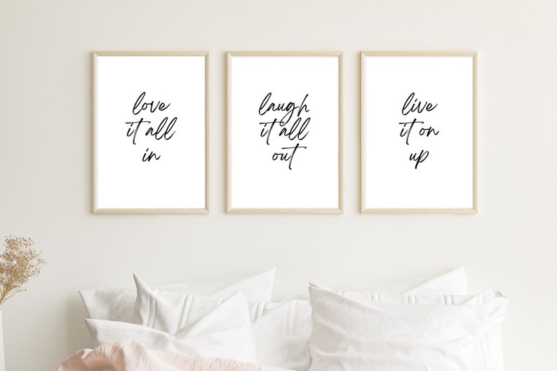 Mindfulness Printable Wall Art Set: Love Laugh Live Quotes (digital ...