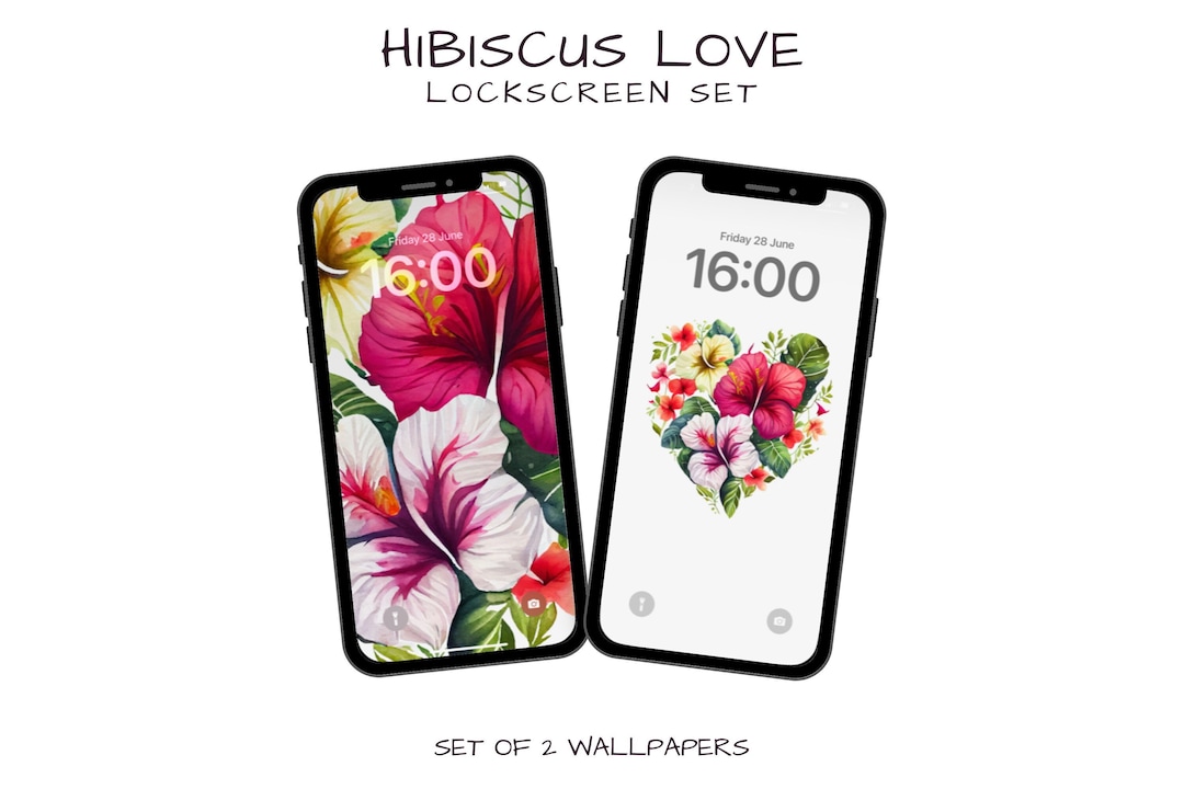 Hibiscus & Poppy Love Heart Lock Screen Set | Floral Lock Screen ...