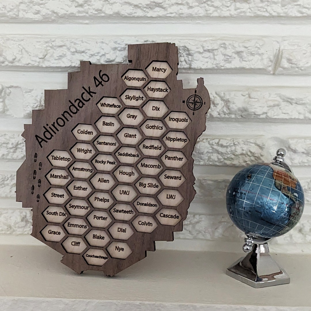 Adirondack 46 High Peaks Challenge Tracker – Peak Bagging Map Gift, New ...