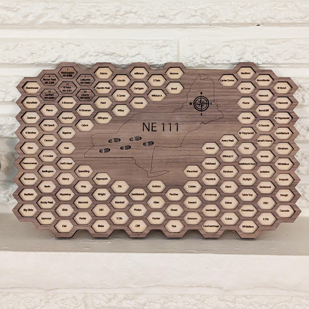 Northeast 111 Mountain Peak Tracker: Walnut Hiking Challenge Display - Etsy