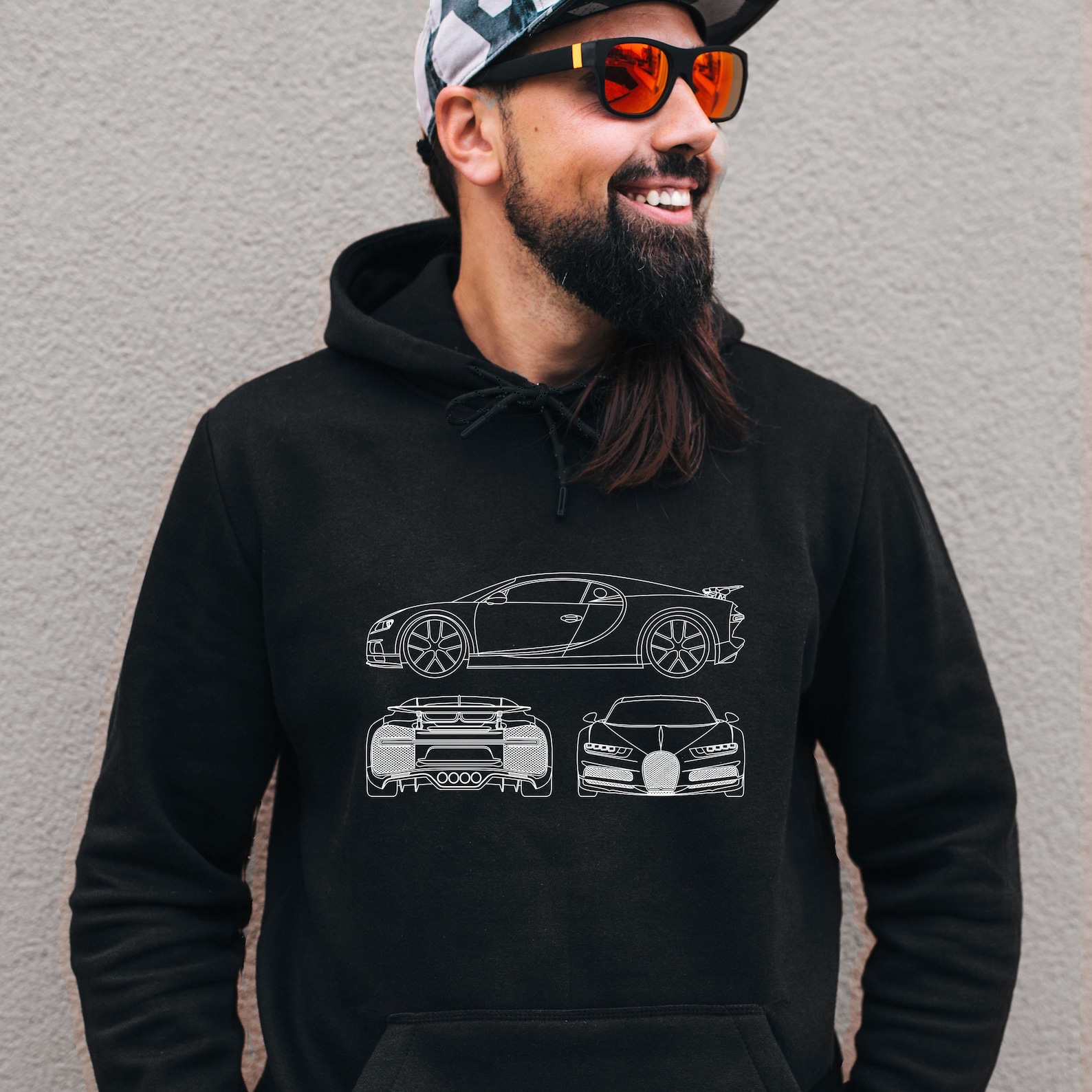 Bugatti Hoodie - Lineart Supercar Sweatshirt Hoody - Bugatti Chiron - Etsy