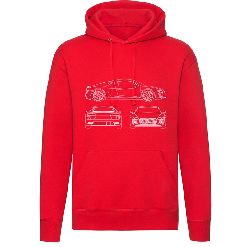Audi R8 Hoodie - Lineart Supercar Sweatshirt Hoody - Etsy UK