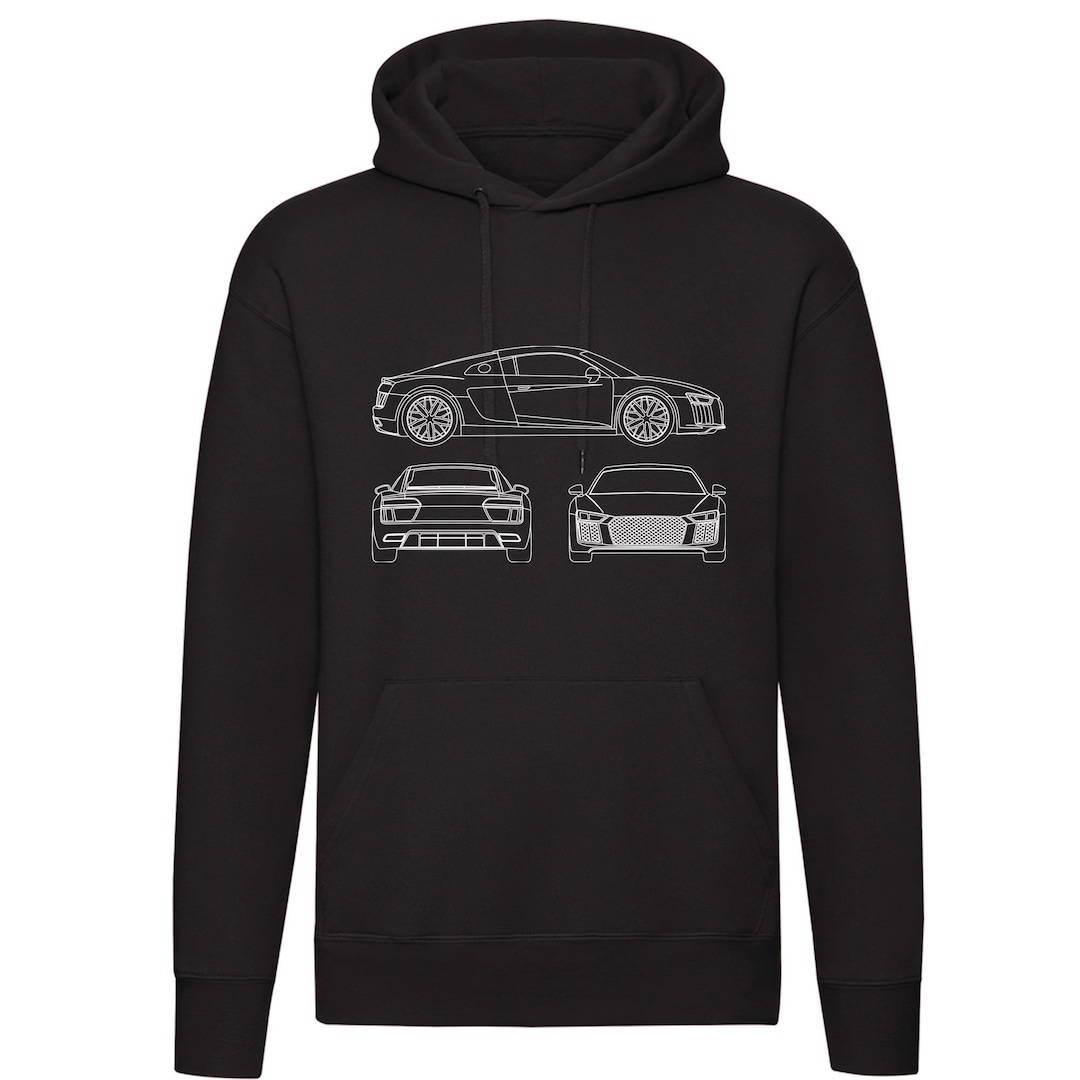 Audi R8 Hoodie - Lineart Supercar Sweatshirt Hoody - Etsy