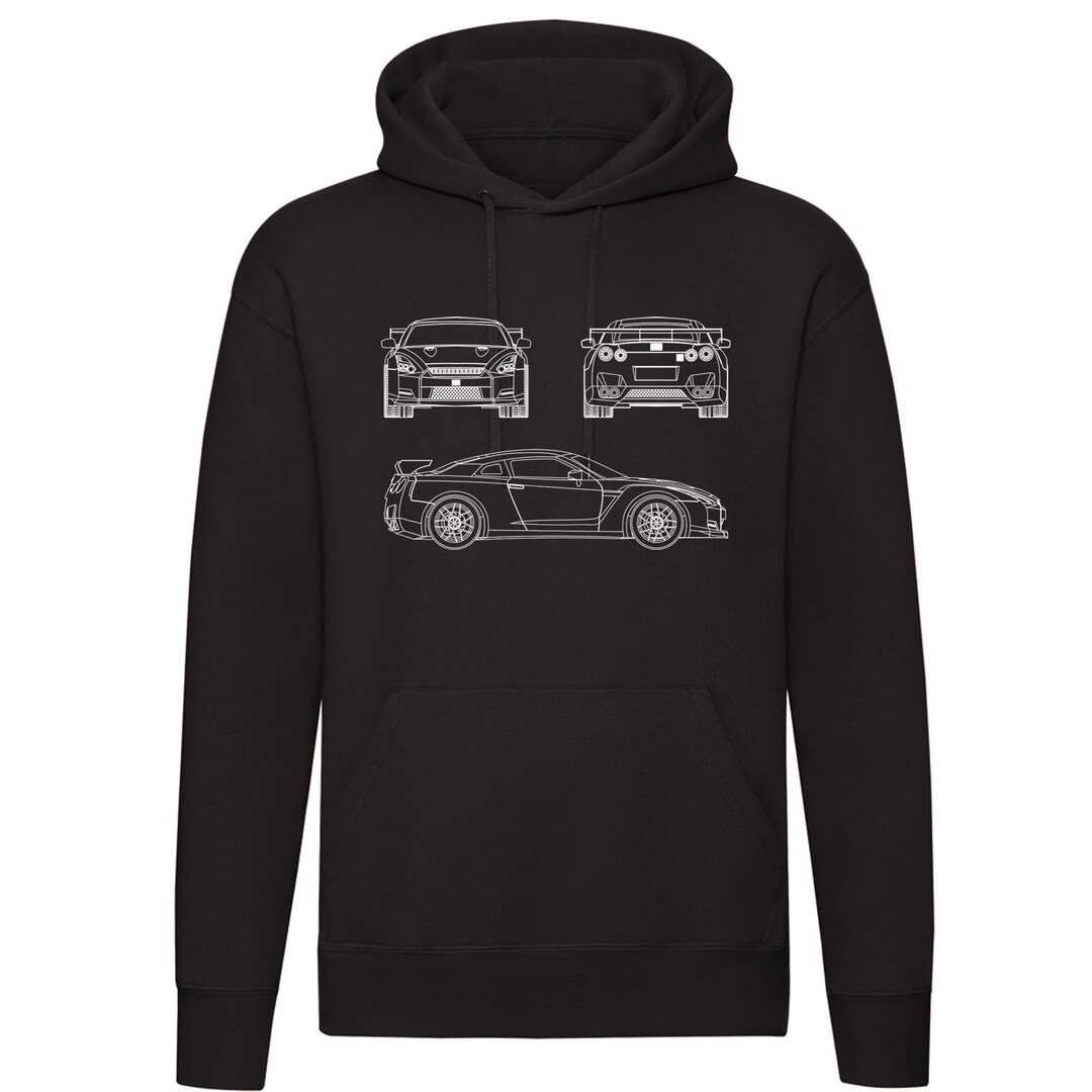 Nissan GTR Hoodie - Lineart Supercar Sweatshirt Hoody - Etsy