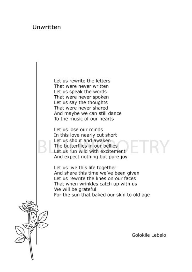 Unwritten, Love Poem, Digital Prints, Wall Art, Minimal Print, Quote ...