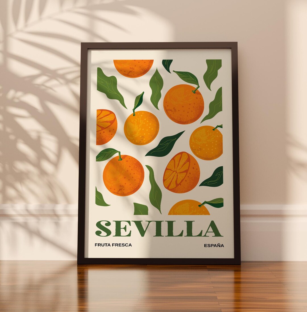 Sevilla Orange Modern Art Print, Spanish, Citrus Fruit, Fresh Orange ...