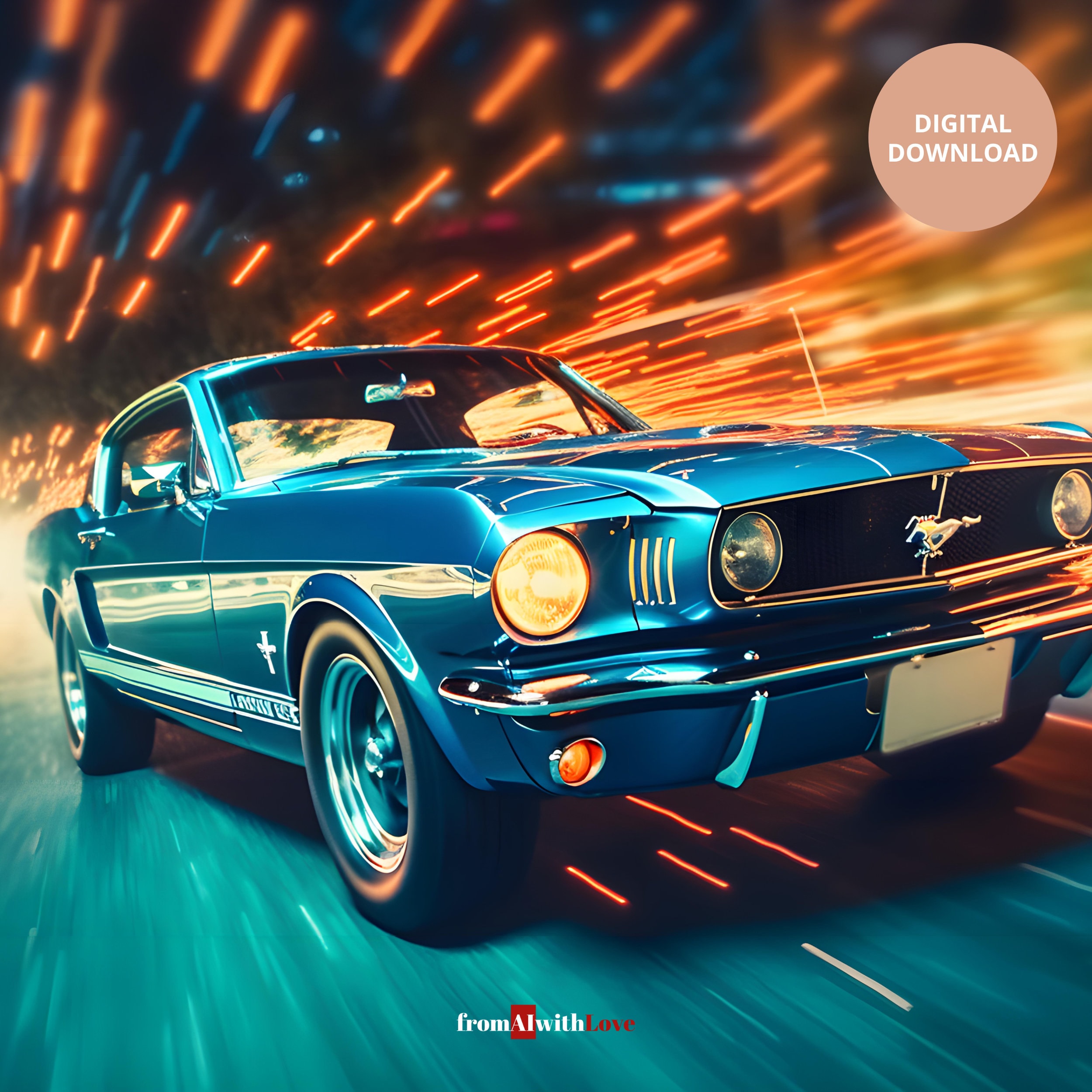 Classic Blue Mustang Wallpaper