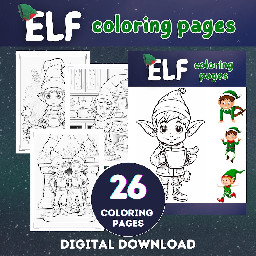 26 Cute Elf Coloring Pages - Fantasy Elf Coloring, Digital Download ...