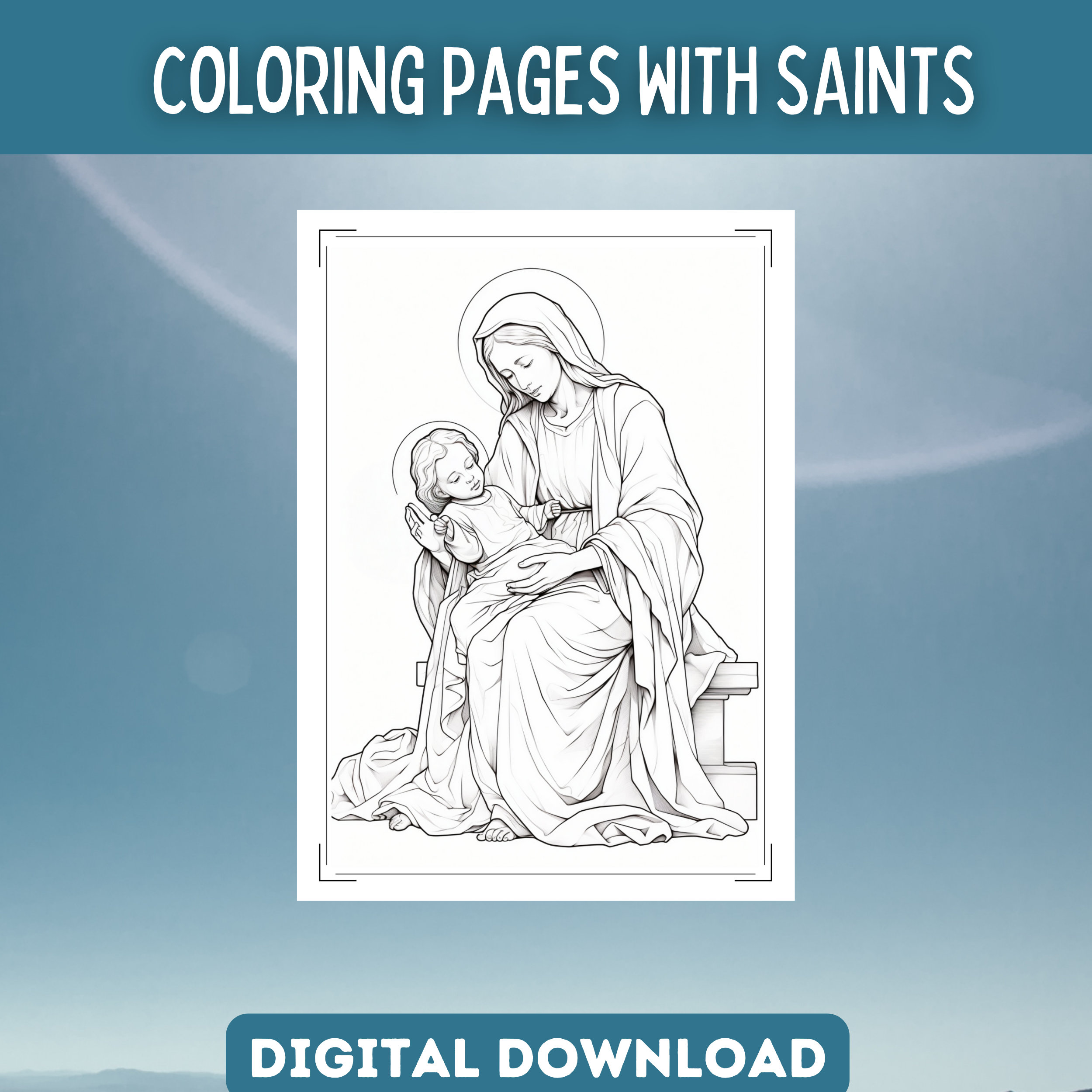 65 Christian Coloring Pages: Bible Scenes Jesus Virgin Mary - Etsy