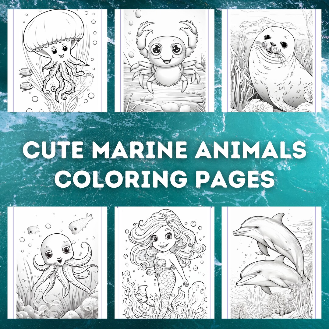 18 Cute Sea Animal Coloring Pages - Instant Download, Underwater ...