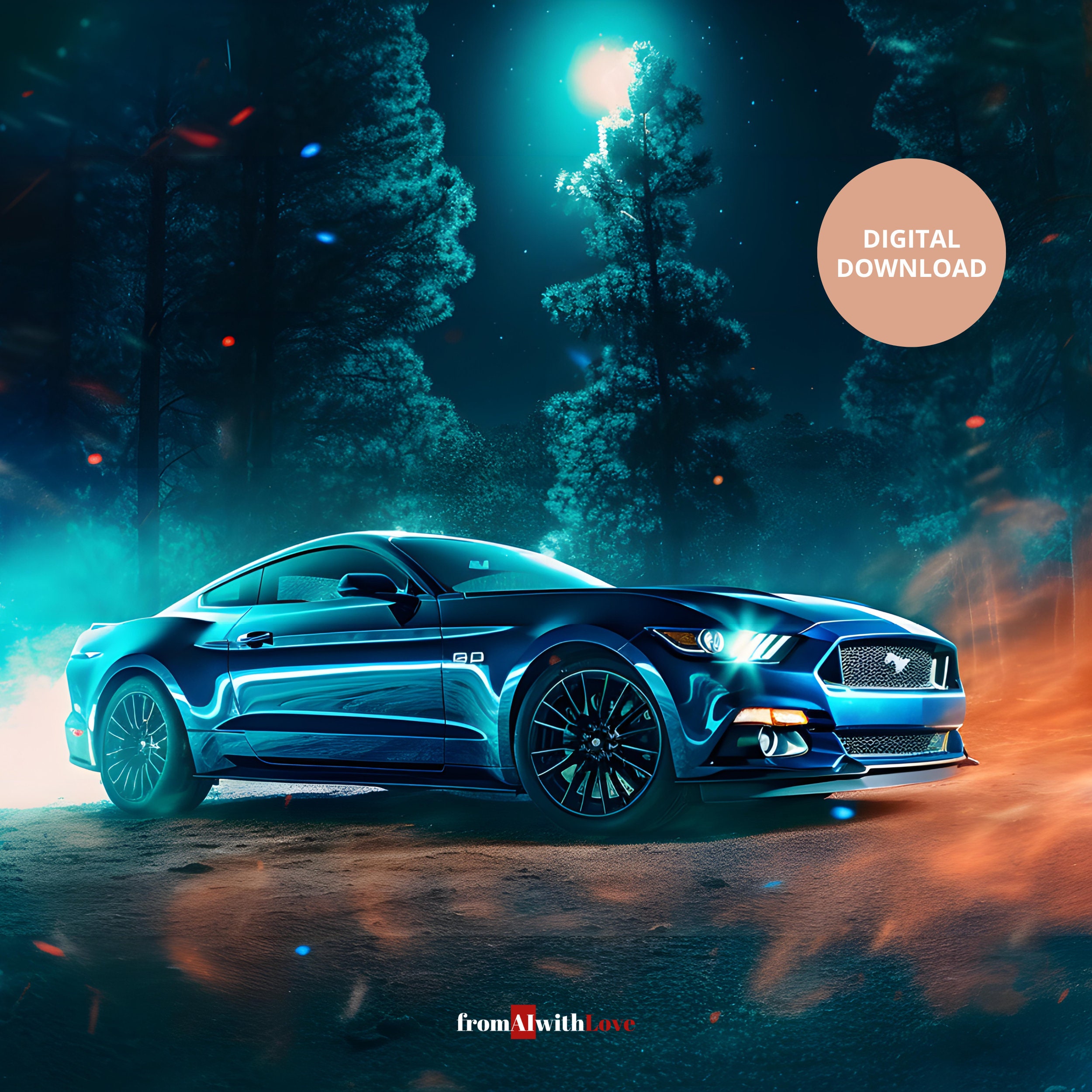 Ford Mustang GT Repro, Mustang Poster Print, AI Generated, Cars Wall ...