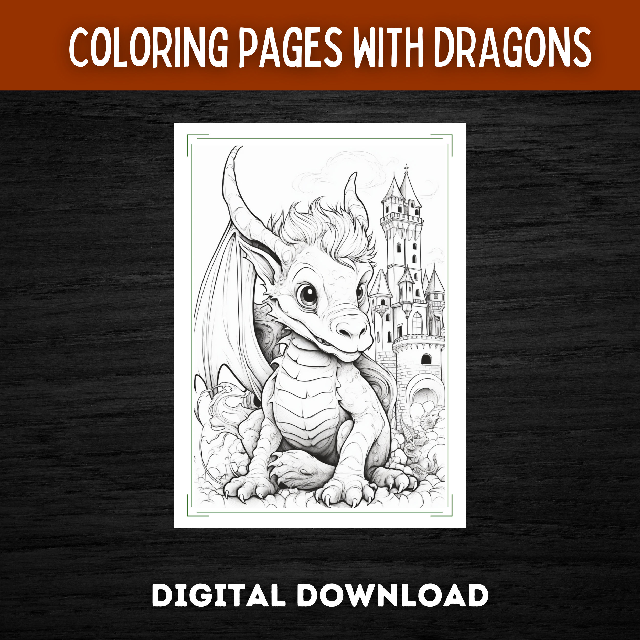 25 Cute Dragons Coloring Pages Instant Download Fairytale - Etsy