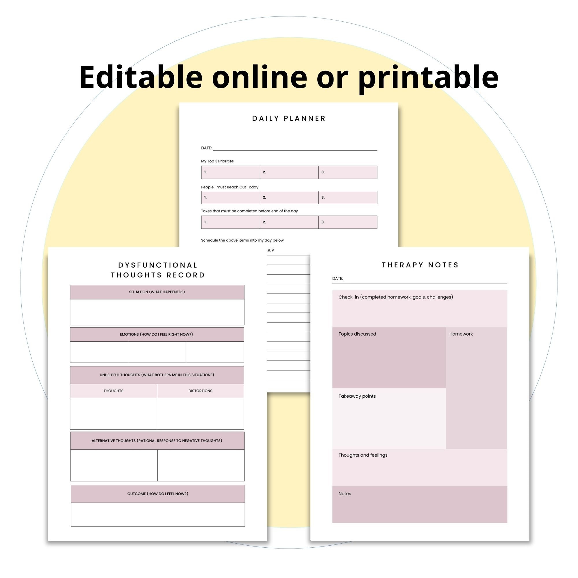 OCD Therapy Planner, Mental Health Journal Printable, OCD Worksheets ...