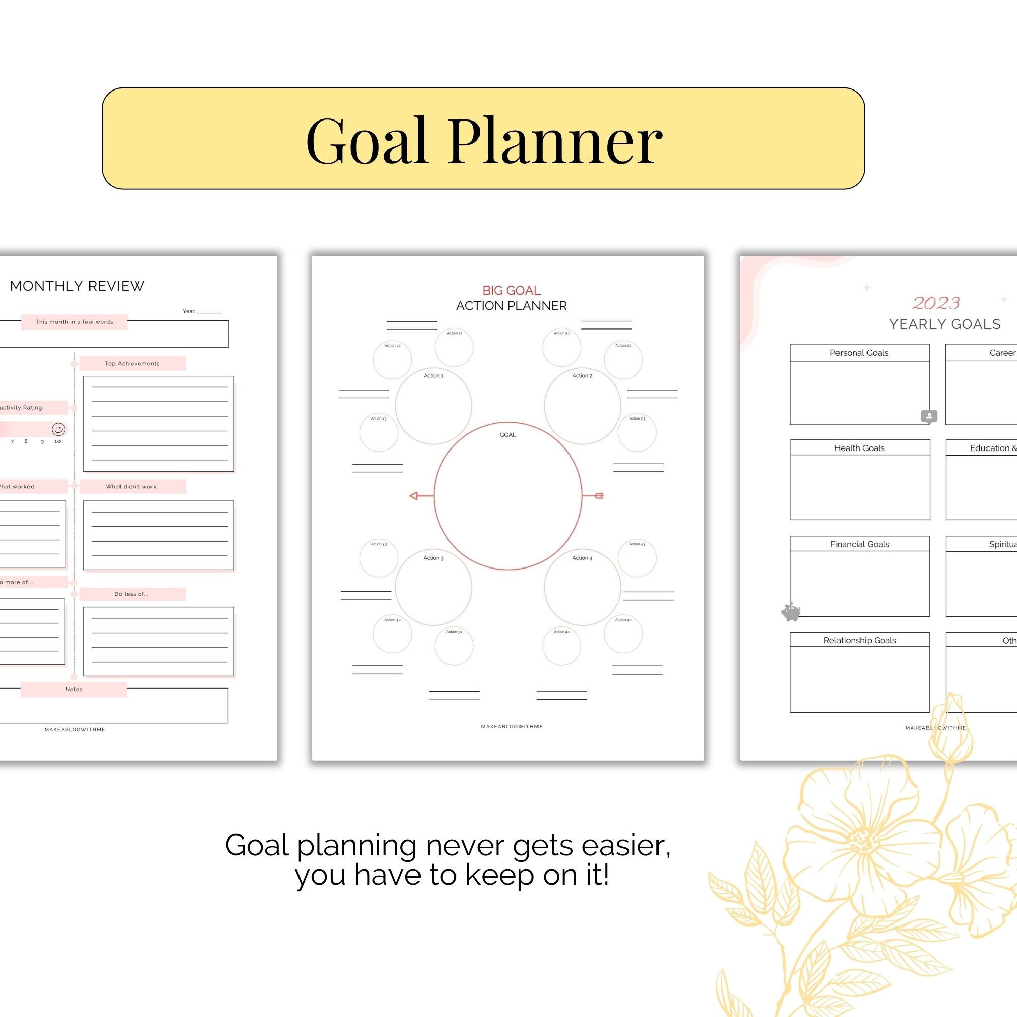 Goal Planner BUNDLE, 2023 Goals Tracker, Smart Goal Setting Kit, New ...