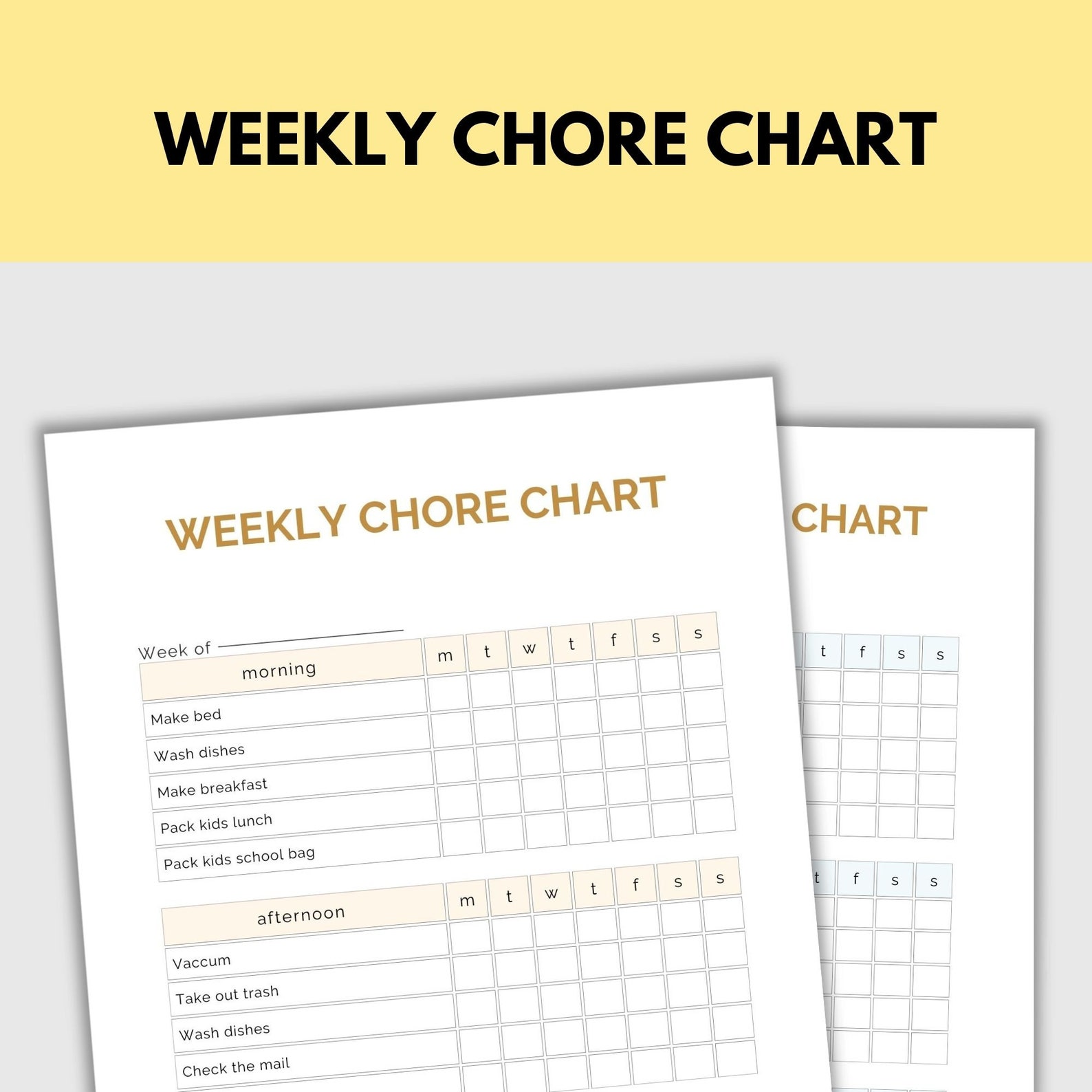 Chore Chart, Kids Chore Chart, Daily Chore Chart, Kid Printable Chore ...